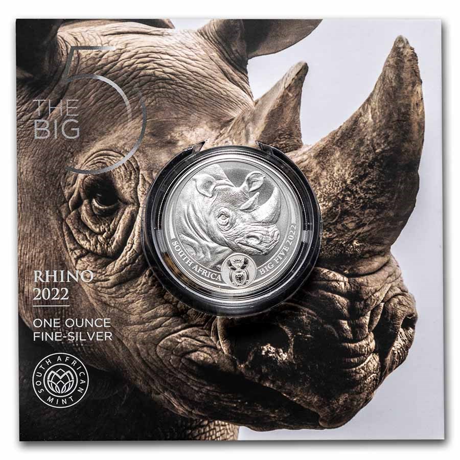 2022 1 oz South Africa Big Five Series II – Rhino Carded .999 Silver Coin – Gold Silver Outlet