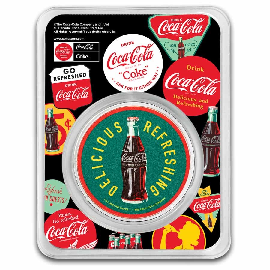 Coca-Cola® 1 oz Silver Colorized Round 5 cent Bottle (in TEP) – Gold ...