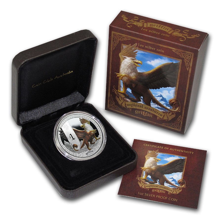 2013 1 oz Tuvalu Mythical Creatures Griffin Proof Silver Coin – Gold ...